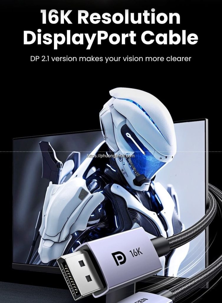 Cáp Displayport to Displayport 2.1 dài 2M 16K@60Hz 8K@120Hz 4K@240Hz ...